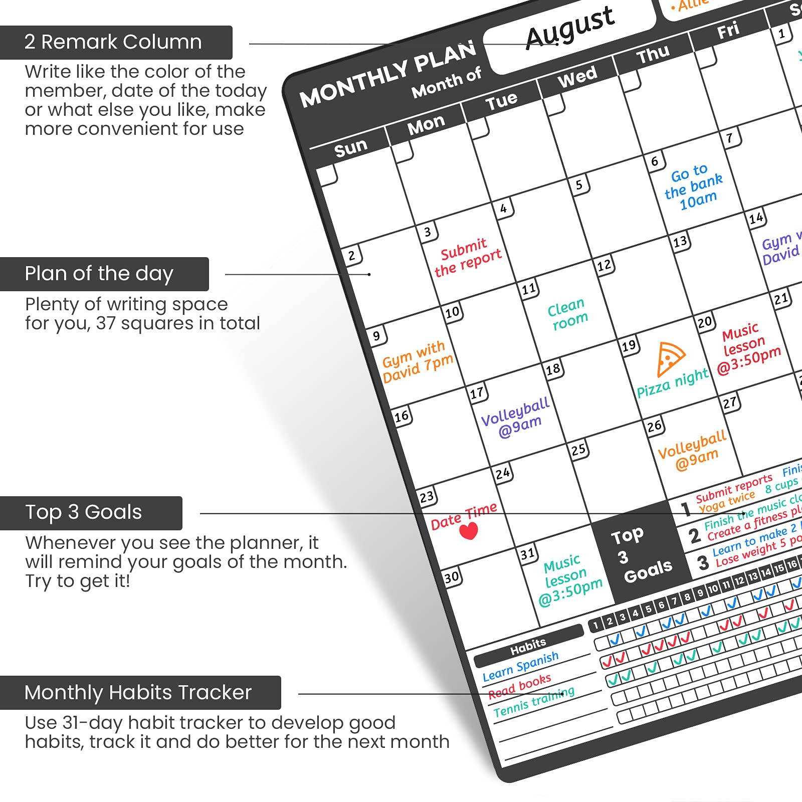 ALEZEL Magnetic Calendar for Refrigerator - 13"x17", Dry Erase Fridge Calendar Set (4 Boards) - Monthly & Weekly Planner Whiteboard, Blank & to Do List White Board, 6 Markers + Eraser