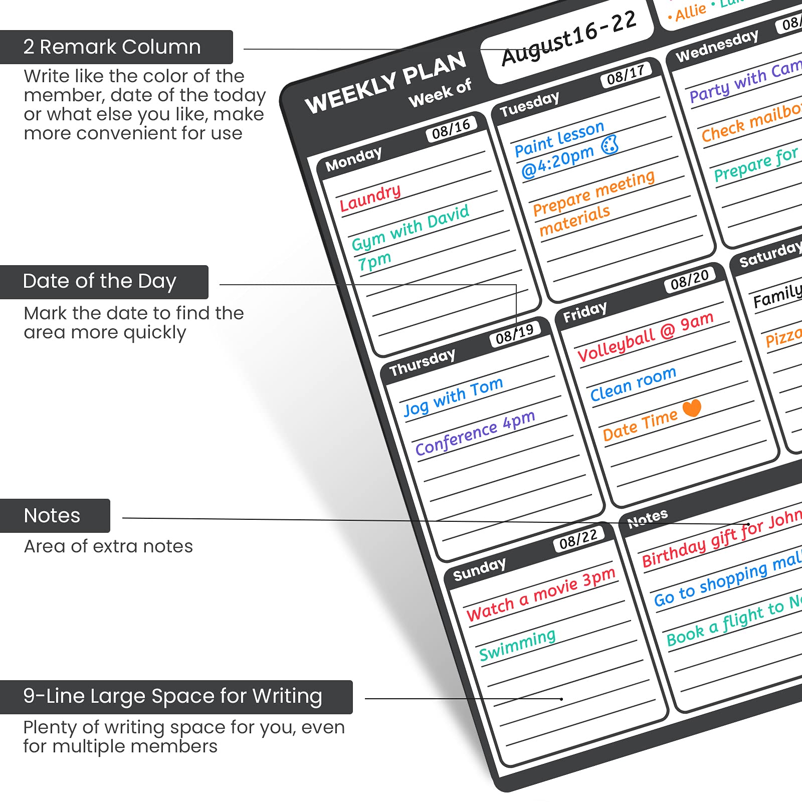ALEZEL Magnetic Calendar for Refrigerator - 13"x17", Dry Erase Fridge Calendar Set (4 Boards) - Monthly & Weekly Planner Whiteboard, Blank & to Do List White Board, 6 Markers + Eraser