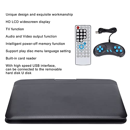 BTER Portable DVD Player, 12.0 Inch HD Swivel Screen DVD Player Support USB, FM Radio, Headphone Output and Remote Control Mobile DVD Player with 1500Mah Battery for Kids Home Car, Sync to Tv(US)