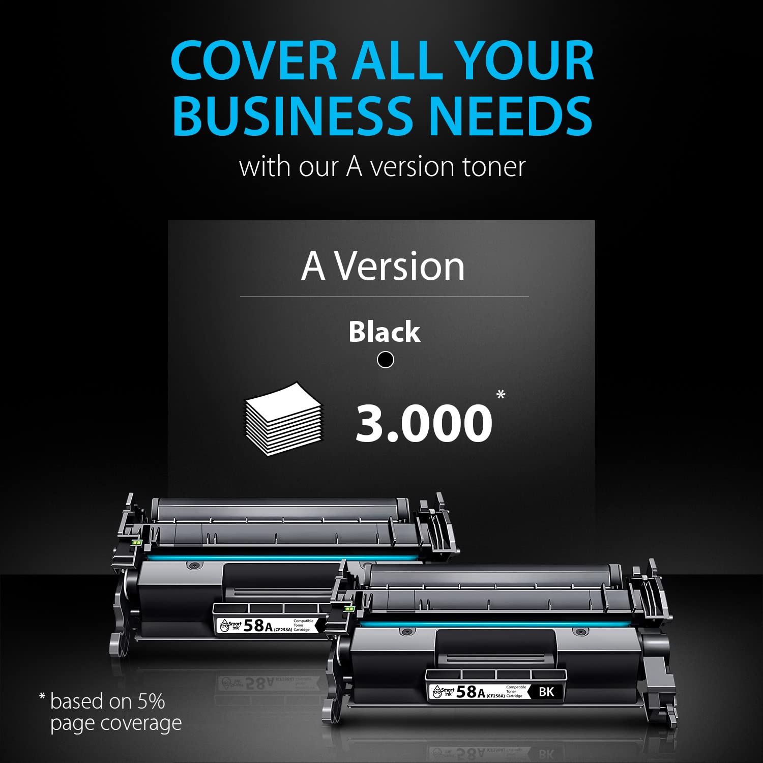 Smart Ink Compatible Toner Cartridge Replacement (with CHIP) for HP 58A CF258A 58X CF258X 58 (2 Black Pack) to use with HP Laserjet Pro M404n M404dn M404dw MFP M428fdw M428fdn M428dw Printers