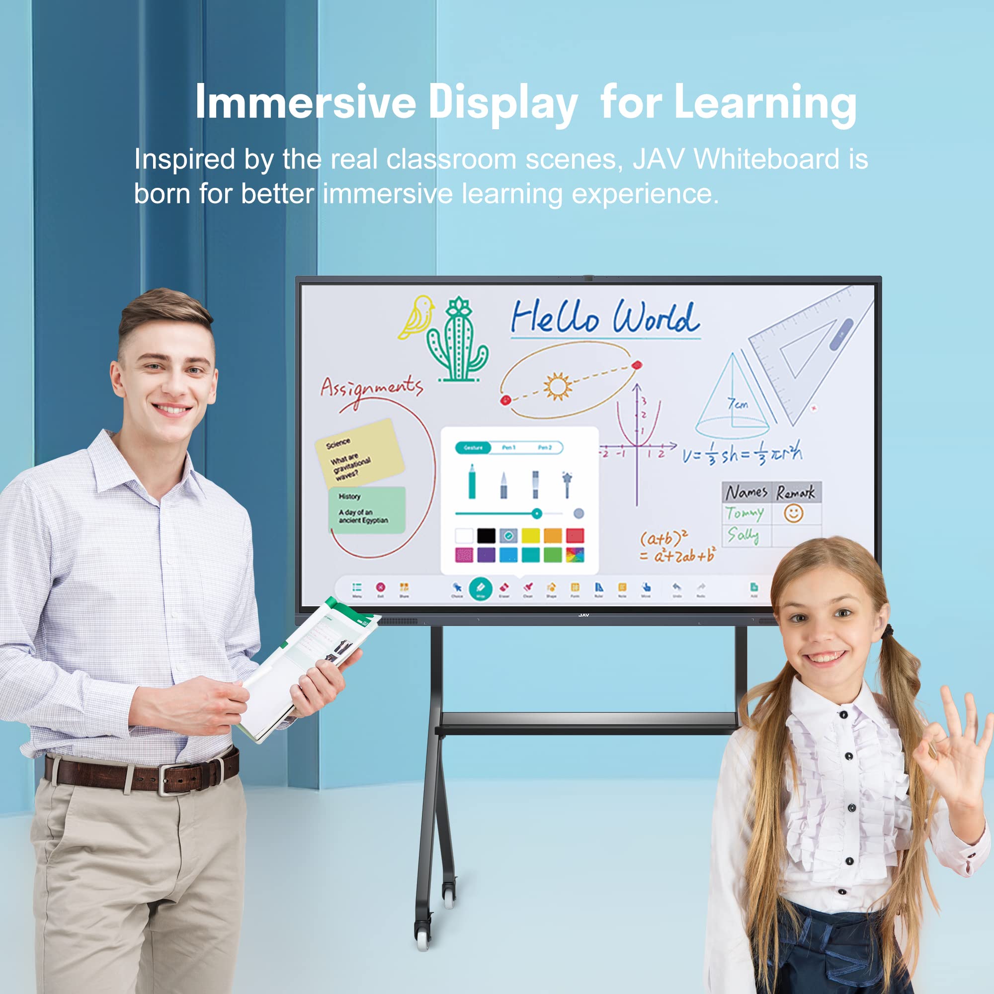 JAV Smart Board 55" Smartboard Interactive Whiteboard for Office, Digital Interactive White Board Electronic Smartboards for Classroom (Wall Mount Included)