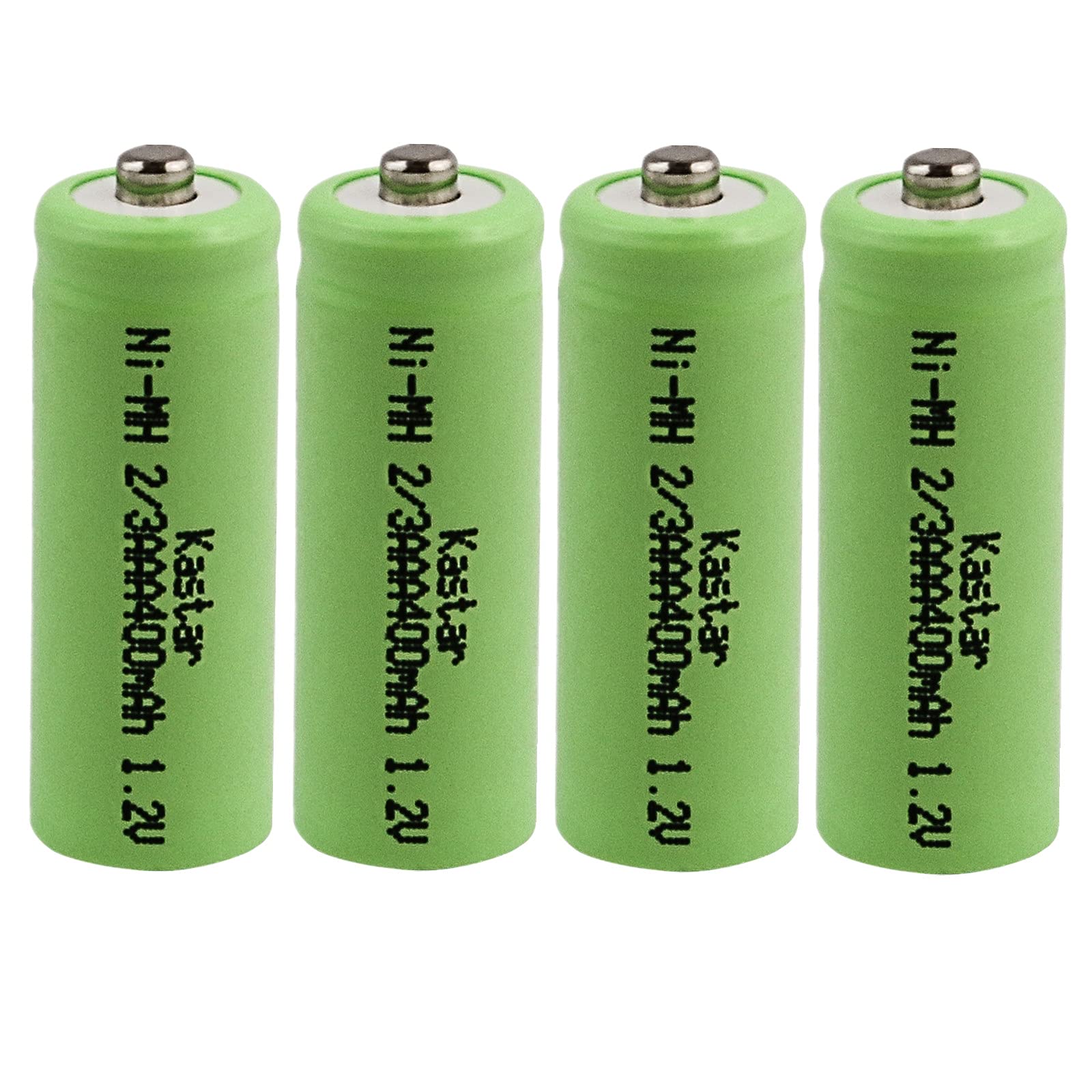 Kastar 4 Pack 2/3AAA 400mAh Button Top NiMH Battery Replacement for Solar Lights Battery, Outdoor Solar Garden Art Light Battery, Alpine SLA390 2/3 NI-CD 120mAh Replacement Battery, Multicolor