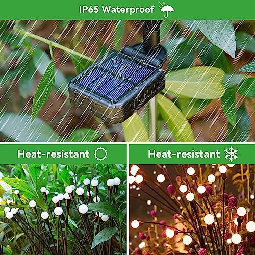 Anerbili Solar Firefly Lights,New Upgraded 8 LED Solar Garden Lights Swaying Light, Sway by Wind,Solar Outdoor Lights Waterproof Yard Patio Pathway Decoration,Warm White (4 Pack)