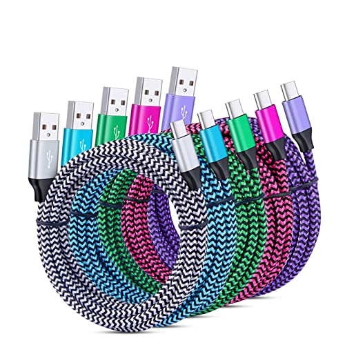 C Charger Cable Fast Charging 5Pack 6Ft Type USB C Cords Phone Charger for Android Samsung Galaxy S21 S20 Ultra S10E S10 S8 S9 Plus Note 20 10 9 8 A01 A51 A20 A50 A11 LG k51 k92 G8 V60 Moto X4 Z3 G9