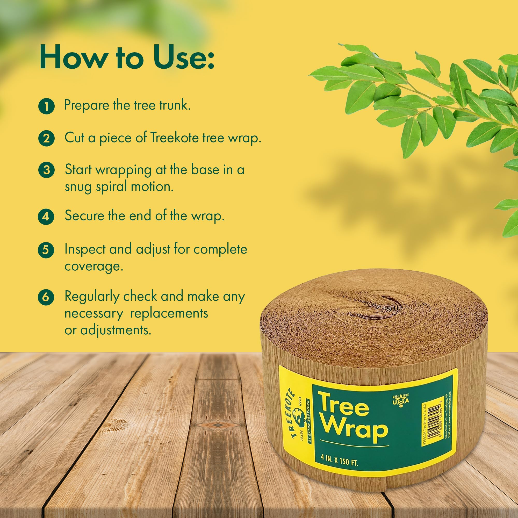 Treekote Brown Paper Tree Wrap - 4" x 150' Commercial Outdoor Use