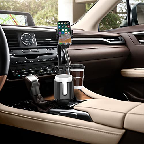 WUITIN Car Cup Holder Phone Mount,Universal Auto Cell Phone Stand with Drink Expand Cup Holder,360° Rotation Compatible with All Mobile Phones and All Car