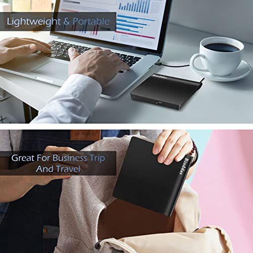 External CD/DVD Drive for Laptop USB 3.0 CD/DVD Player Portable CD DVD +/-RW Burner DVD/CD ROM Reader Rewriter Writer Disk Drive Compatible with Laptop Desktop PC Windows Apple Mac Pro MacBook Linux