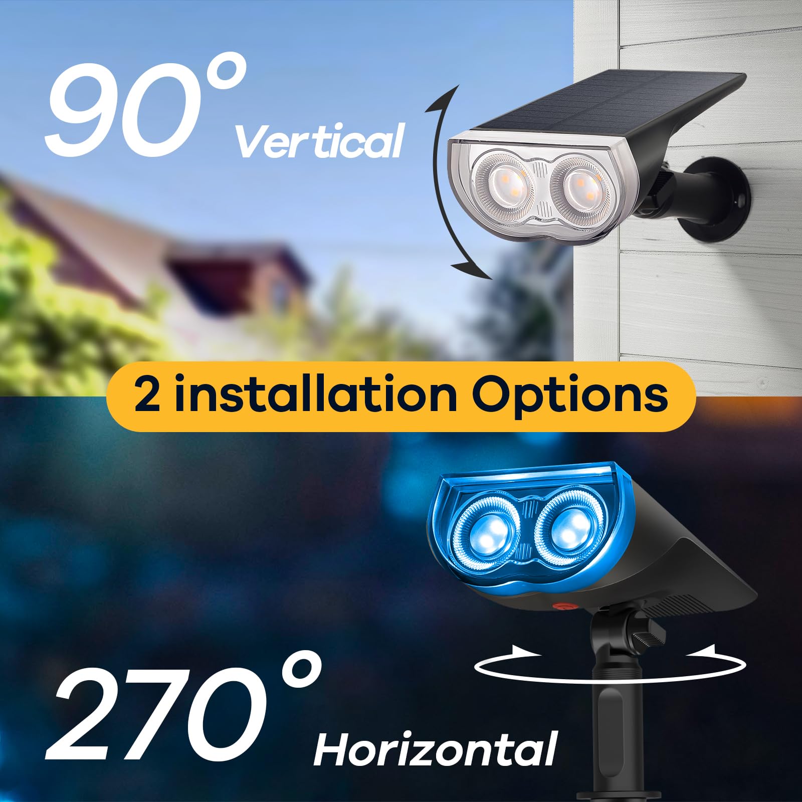Linkind RGB Solar Spotlights Outdoor, Solar Lights Waterproof StarRayS 2-in-1 Spot Lights, IP67 Waterproof Solar Spot Light, Outdoor Lighting for Garden and Pathway, Auto On/Off, 2 Pack Color Changing