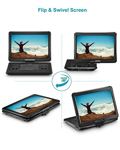 UEME 16''Portable DVD Player with 14''HD Large Screen, Mobile DVD Player for Kids with Rechargeable Battery, Support USB/SD Card/Sync TV and Multiple Disc Formats