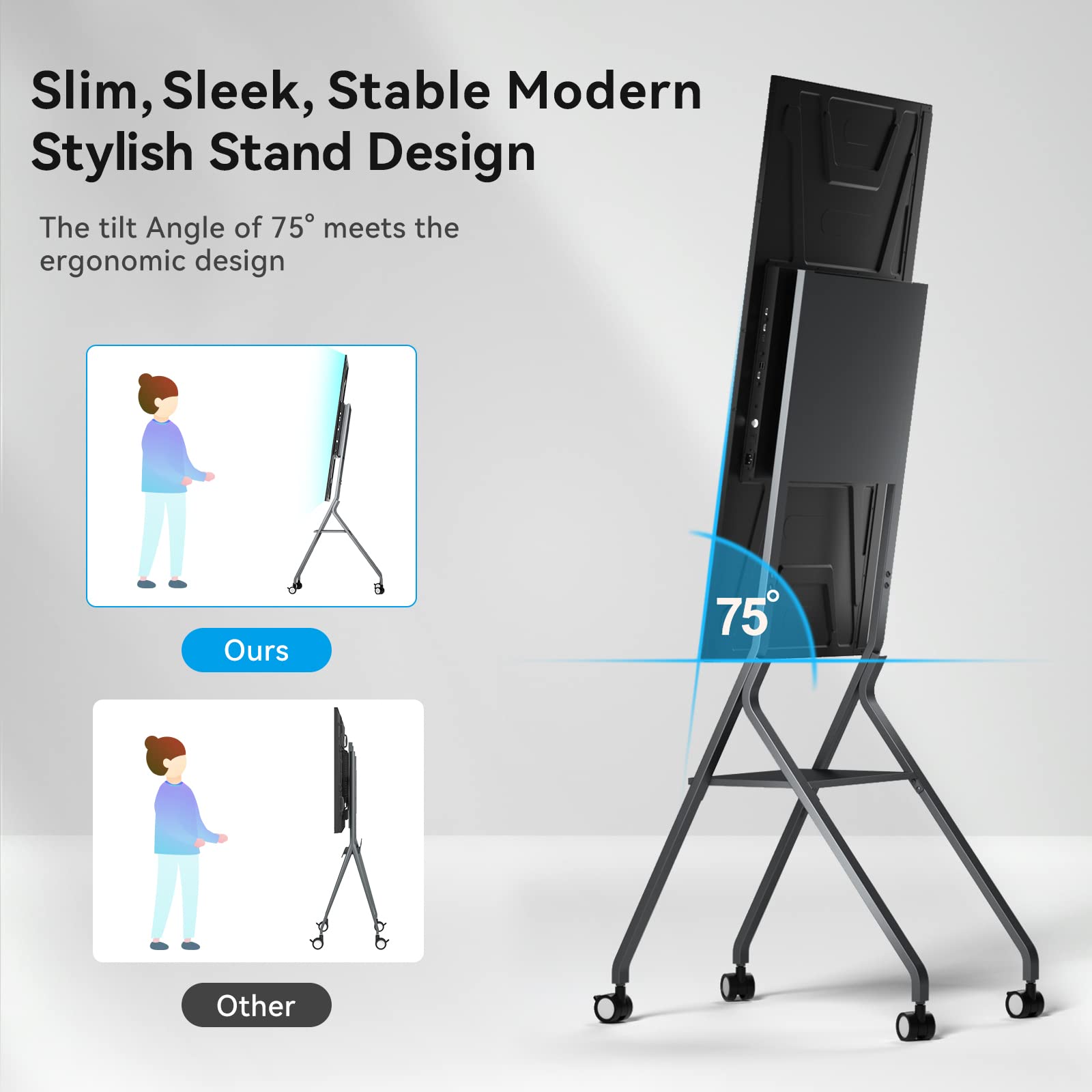 Smart Board, TIBURN Flip Hub 55 S1-C Rotating Adaptive Nano Capacitive Electronic Whiteboard, Interactive Touch Screen Computer with Auto Framing Camera (Including Removable Rotating Stand)