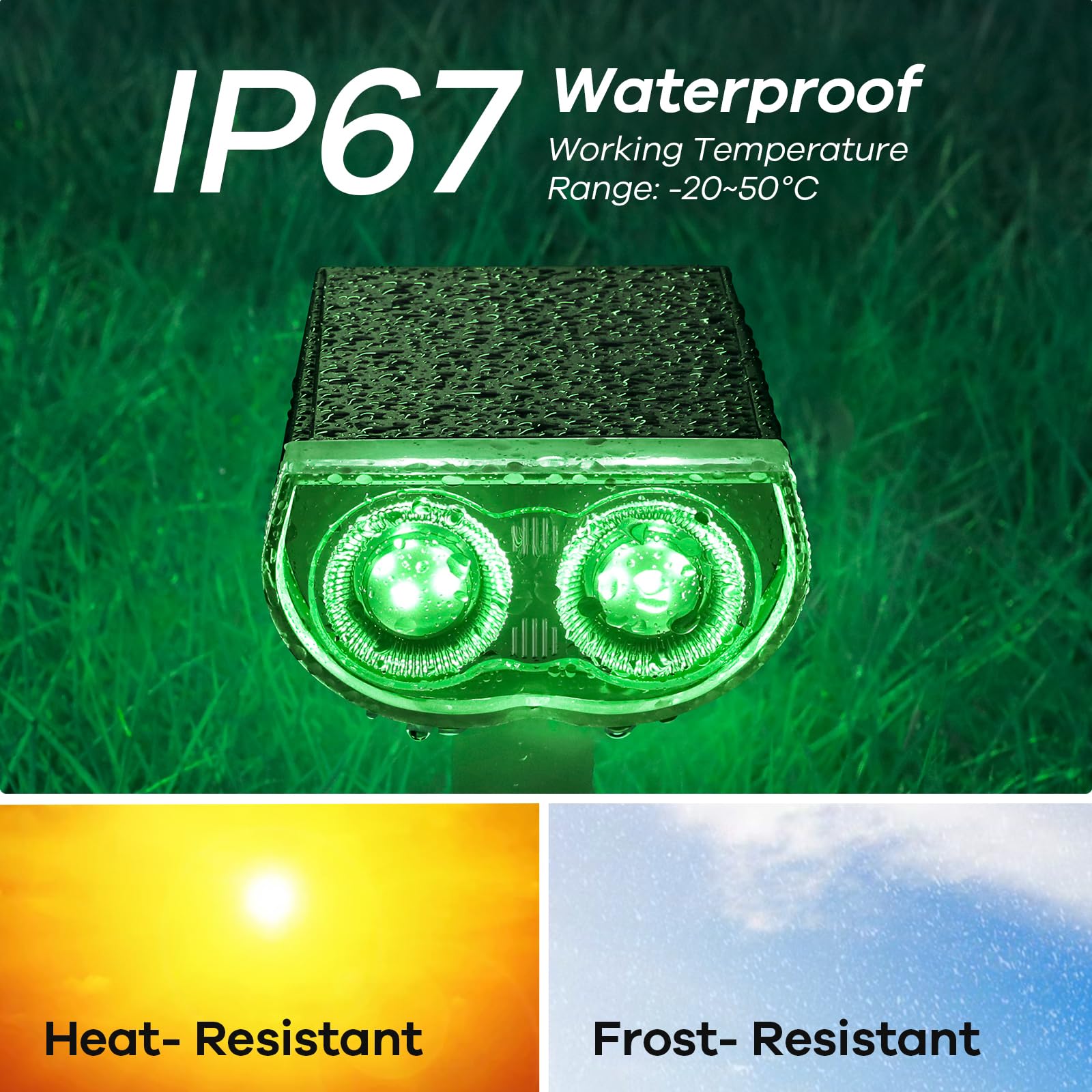 Linkind RGB Solar Spotlights Outdoor, Solar Lights Waterproof StarRayS 2-in-1 Spot Lights, IP67 Waterproof Solar Spot Light, Outdoor Lighting for Garden and Pathway, Auto On/Off, 2 Pack Color Changing