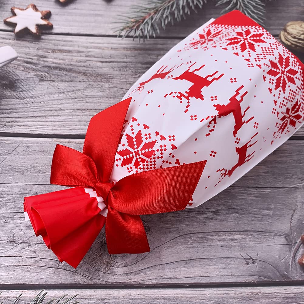 80 Pcs Red Bows Satin Ribbon Bows Christmas Bows with Twist Ties for Santa Gift Wrapping Christmas Party Decoration