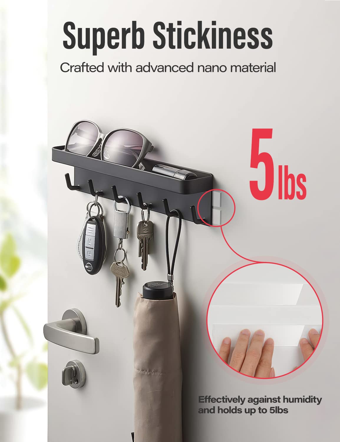 UALAU Double Sided Tape with Cutter, 16.5FT Heavy Duty Removable Washable Grip Mounting Tape for Home/Office/Car Decor, Fix Carpet Mats