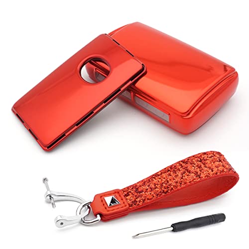 Royalfox(TM) 2/3/4 Buttons TPU Smart keyless Side Buttons Remote Key Fob case Cover for 2019 2020 Mazda 3, Mazda 3 Hatchback, 2020 Mazda CX-5, CX-30 (red)