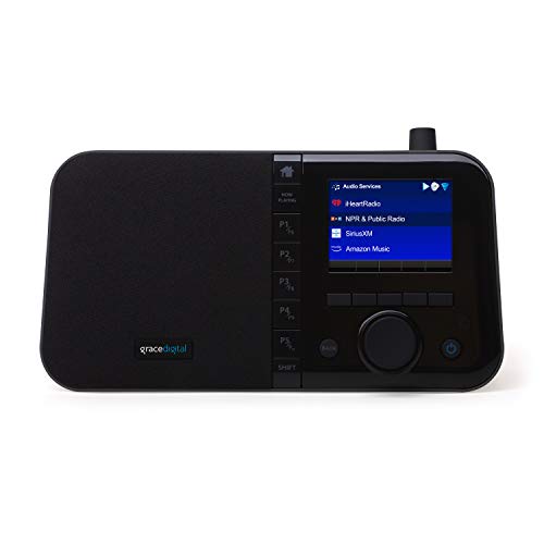 Grace Digital Mondo Elite Smart Internet Radio, Bluetooth, Wi-Fi, 7-Day Alarm – Microphone-Free (Black)