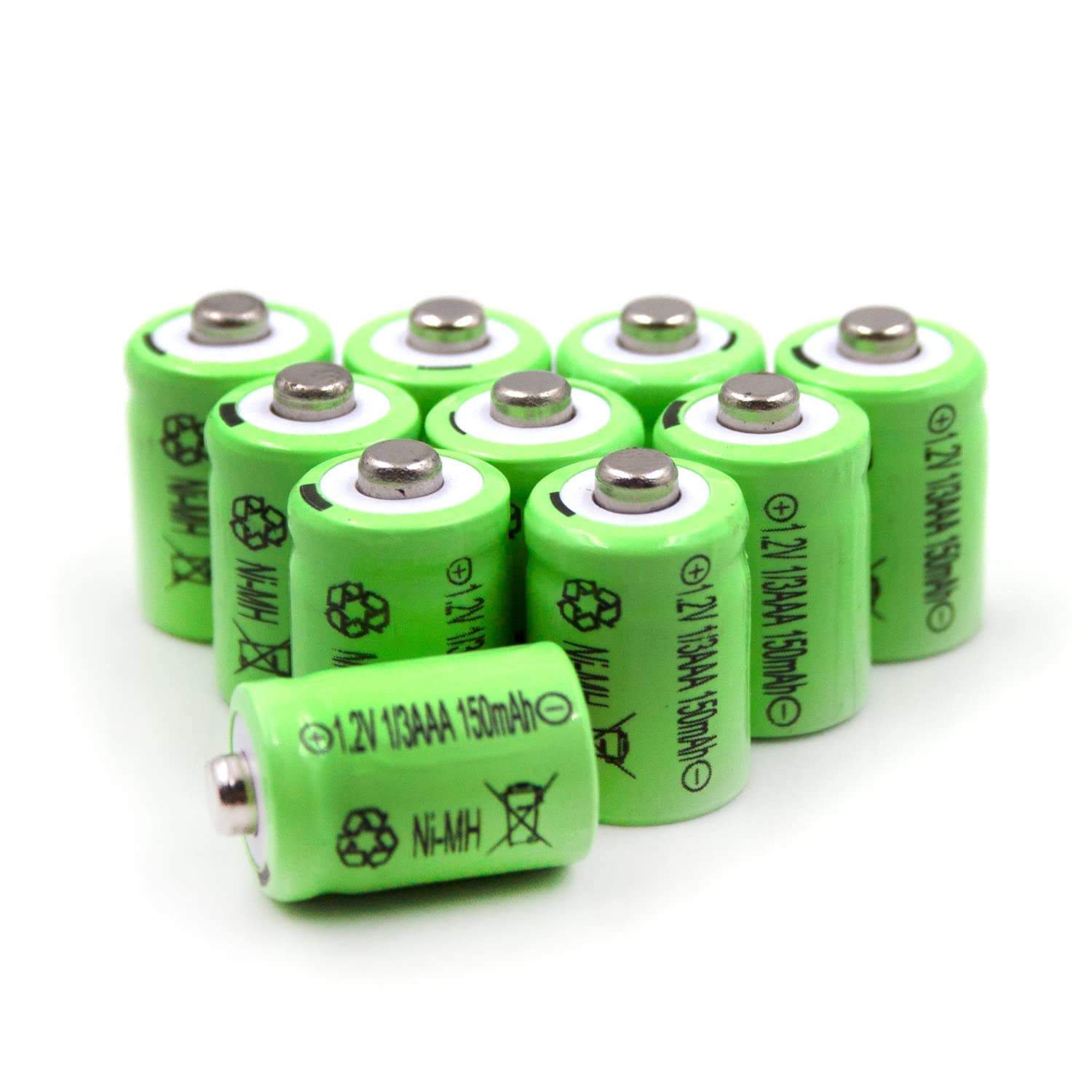 Lunggwey (10-Pack) 1/3AAA 1.2V 150mAh Ni-MH Batteries Replacement for Solar Lights, Outdoor Garden Lights, 1/3AAA-150NM-NT, GP-17AAAH, Sanyo N-50AAA, GP 1/3AAA-170NM