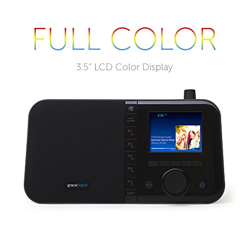 Grace Digital Mondo Elite Smart Internet Radio, Bluetooth, Wi-Fi, 7-Day Alarm – Microphone-Free (Black)