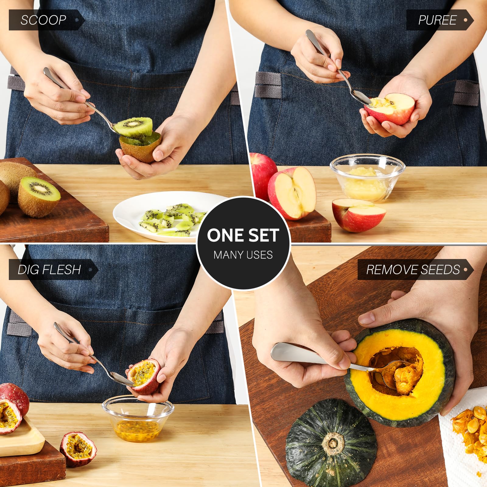 Hiware 4-piece Grapefruit Spoons, Stainless Steel