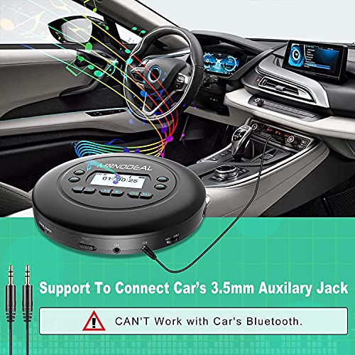 CD Player Portable, MONODEAL Bluetooth CD Player, Rechargeable Compact Small Walkman CD Player with Headphones for Car and Personal Use