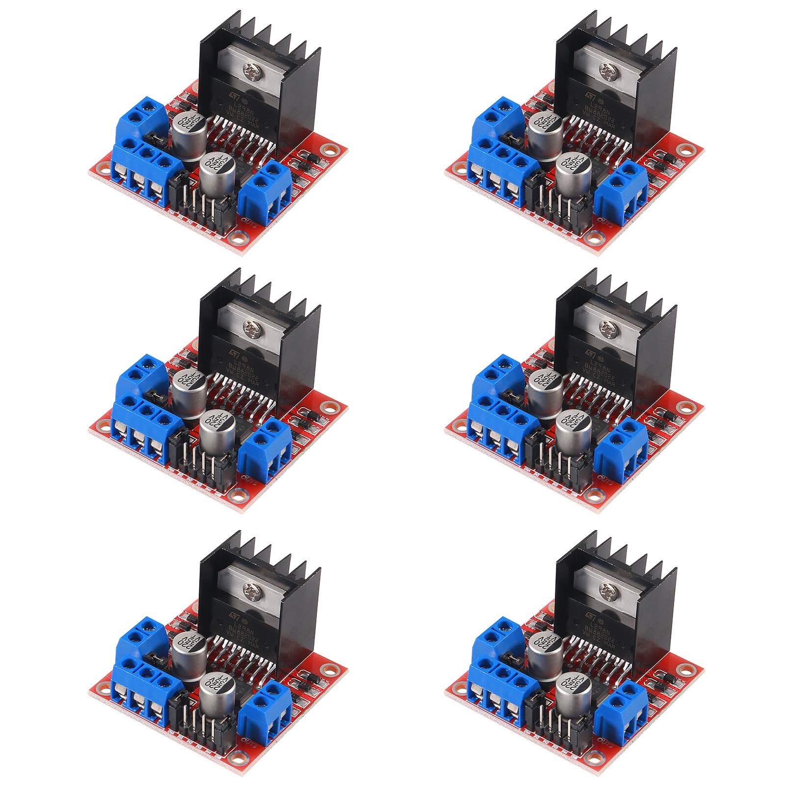 6PCS L298N Motor Driver Board Module DC Stepper Motor Controller Dual H-Bridge for Smart Car Robot Power