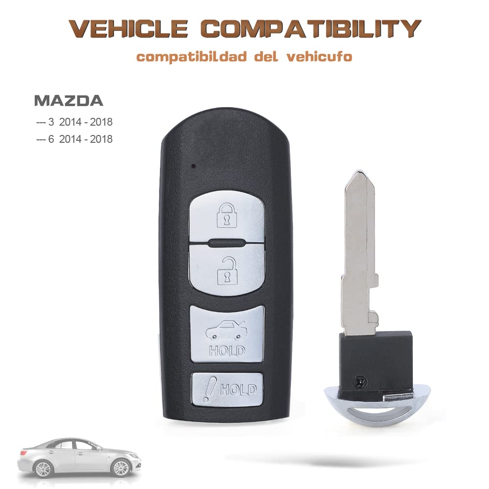 Keyecu OEM Board Smart Remote Key Fob for Mazda 3 6 MX-5 Miata 2016 2017 2018 WAZSKE13D01