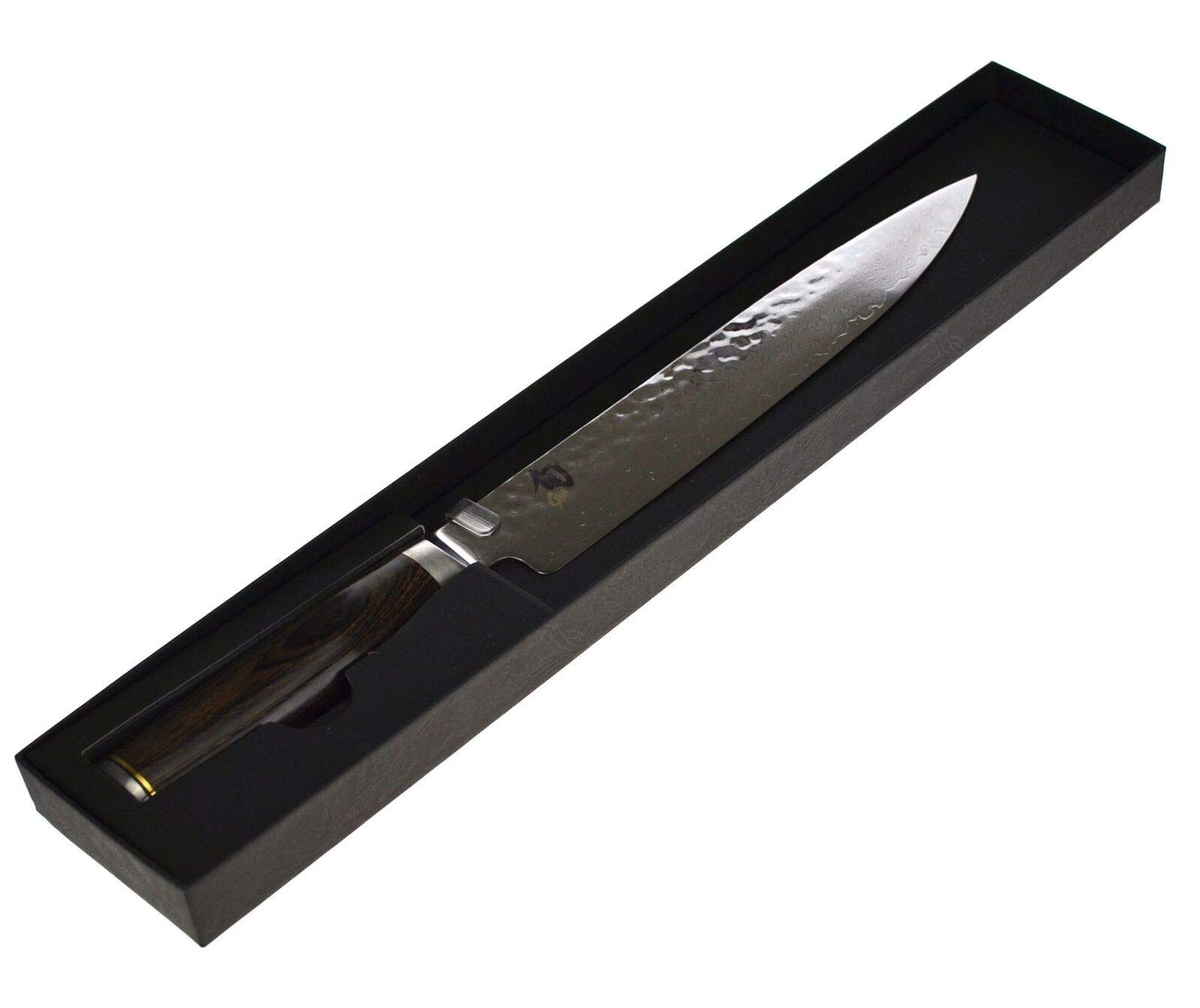 Shun TDM0704 Cutlery Premier Slicing 9.5", Hammered TSUCHIME Finish, Long, Thin Blade, Allows for Cleaner Preserve Juices and Flavor, Ideal Meat Cutting Knife, 9-1/2-Inch, Silver