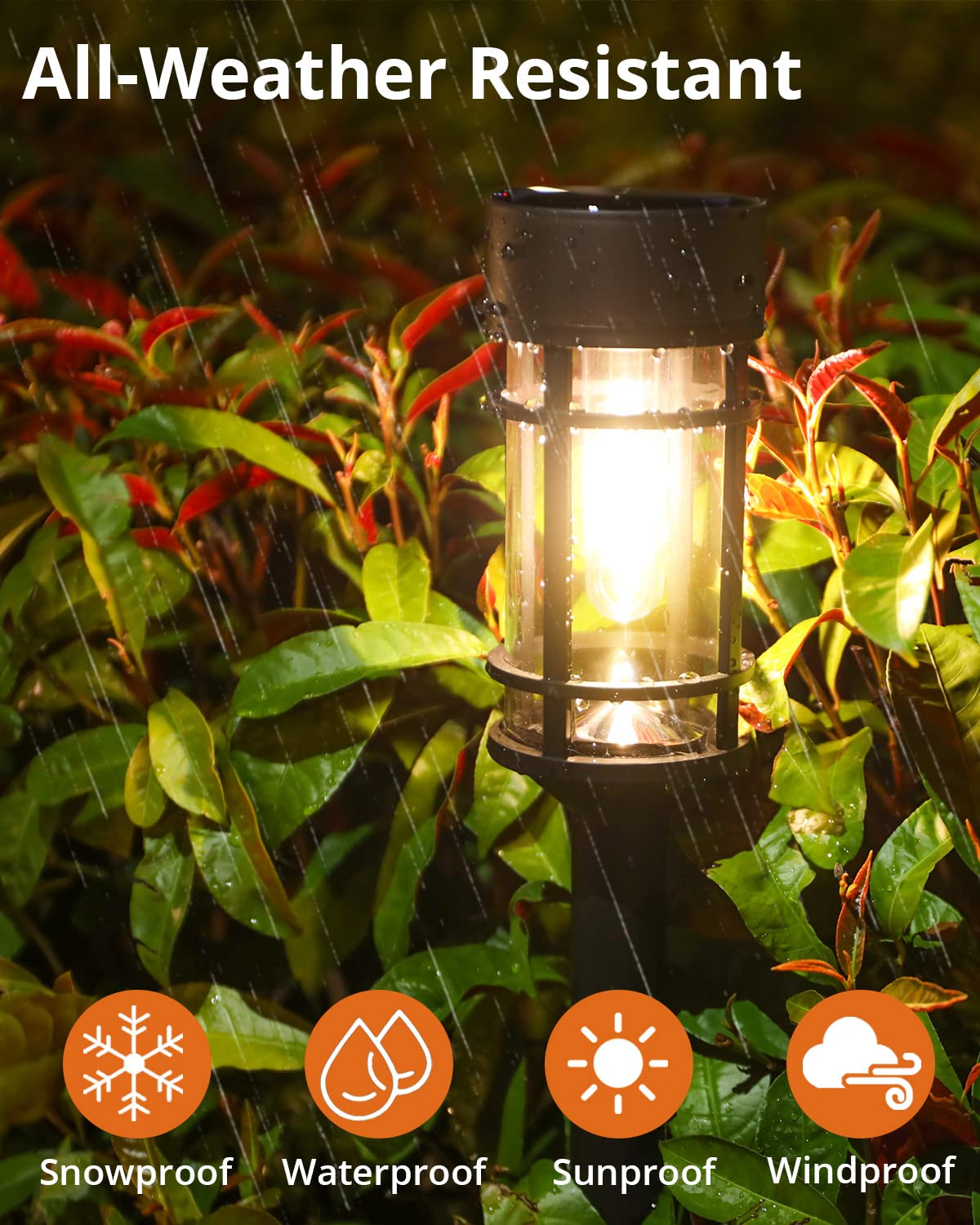 DOESLAG Solar Pathway Lights, 8 Pack Solar Lights Outdoor Waterproof, Glass Solar Landscape Lights Outdoor Garden Lights for Yard Walkway Driveway, Auto On/Off, Easy-to-Install