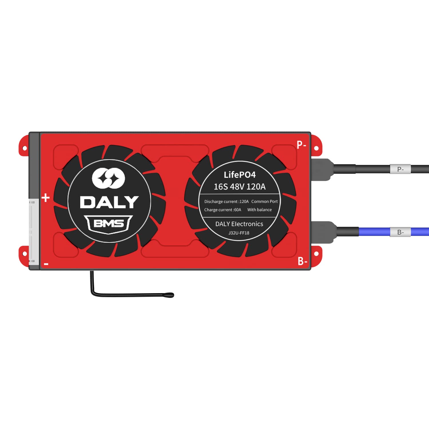 DALY Programmable Smart Lifepo4 BMS 16S 48V 120A LiFePO4 Battery Protection Board with Balance Leads Wires UART Communication for Power Converter Inverter