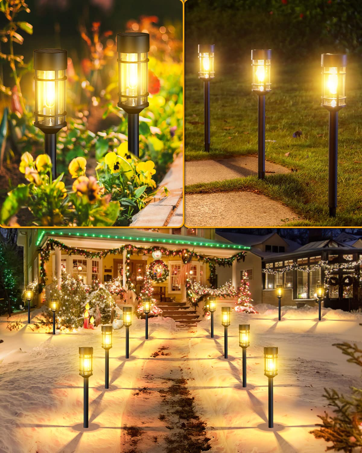 DOESLAG Solar Pathway Lights, 8 Pack Solar Lights Outdoor Waterproof, Glass Solar Landscape Lights Outdoor Garden Lights for Yard Walkway Driveway, Auto On/Off, Easy-to-Install