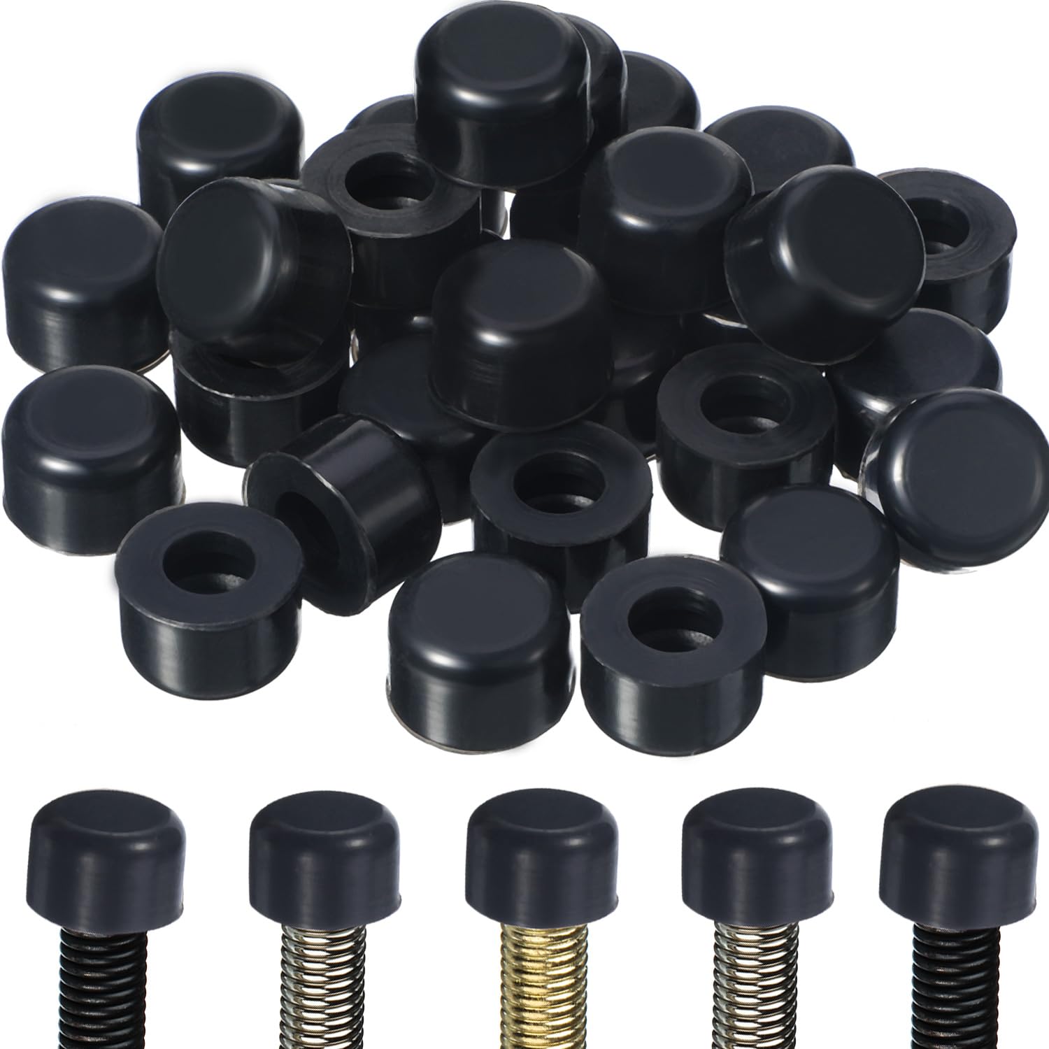 30 Pieces Rubber Door Stop Bumper Tips Black Silicone Replacement Door Stop Caps Door Stopper Bumpers for Wall and Floor Protection, Universal Size
