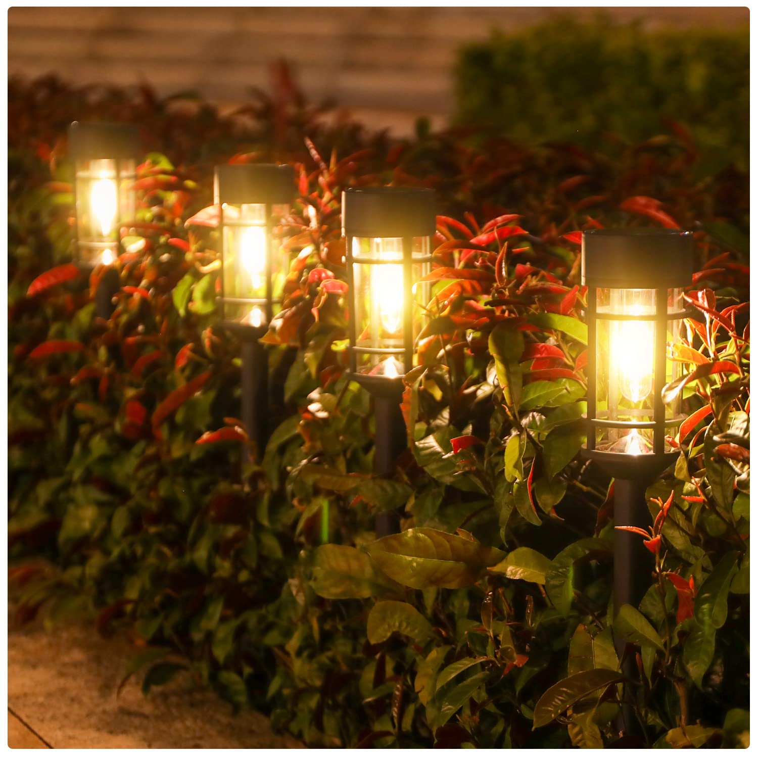 DOESLAG Solar Pathway Lights, 8 Pack Solar Lights Outdoor Waterproof, Glass Solar Landscape Lights Outdoor Garden Lights for Yard Walkway Driveway, Auto On/Off, Easy-to-Install