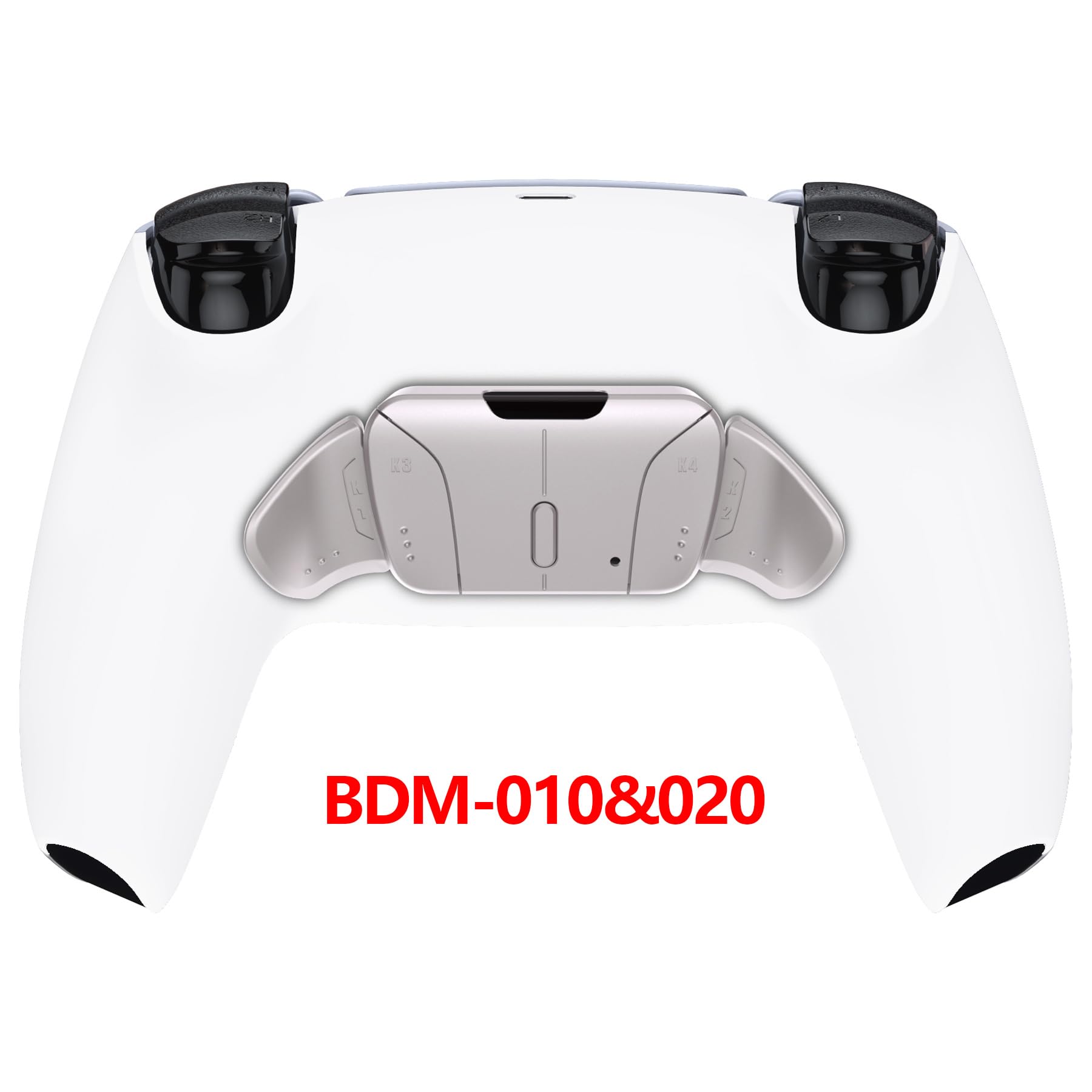 eXtremeRate White Programmable Real Metal Buttons (RMB) Version RISE4 Remap Kit for PS5 Controller BDM 010 & BDM 020, Upgrade Board & Redesigned Back Shell & 4 Back Buttons for PS5 Controller