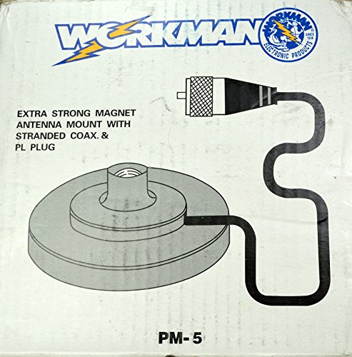 5" Magnet Mount with PL-259 Plug & 16` Foot Coax for CB/Ham Radio Antenna - Workman PM5
