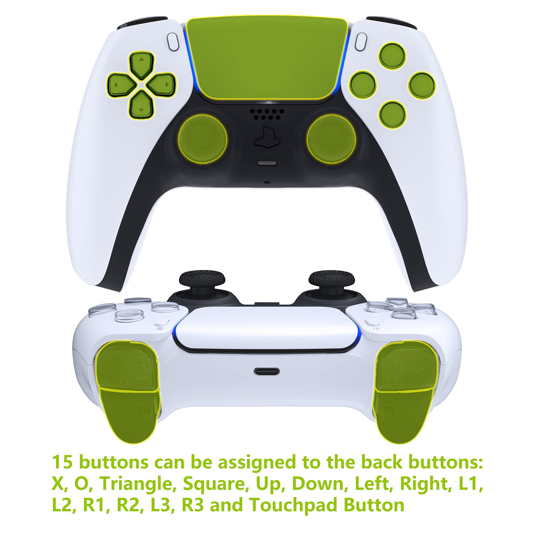 eXtremeRate White Programmable Real Metal Buttons (RMB) Version RISE4 Remap Kit for PS5 Controller BDM 010 & BDM 020, Upgrade Board & Redesigned Back Shell & 4 Back Buttons for PS5 Controller