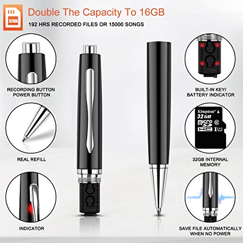 32GB Digital Voice Recorder - Voice Activated Recorder for Lectures Meetings Classes, Audio Recording Device Audio Recorder Portable USB MP3 Playback