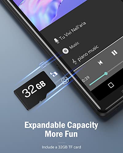 AGPTEK 40GB MP3 Player with Bluetooth and WiFi, 4" Full Touch Screen MP4 Player with Spotify, Android Online Music Player with Speaker, FM Radio, Expandable Up to 32GB