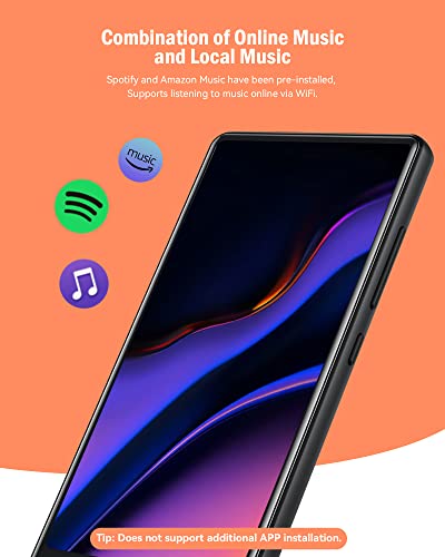 AGPTEK 40GB MP3 Player with Bluetooth and WiFi, 4" Full Touch Screen MP4 Player with Spotify, Android Online Music Player with Speaker, FM Radio, Expandable Up to 32GB