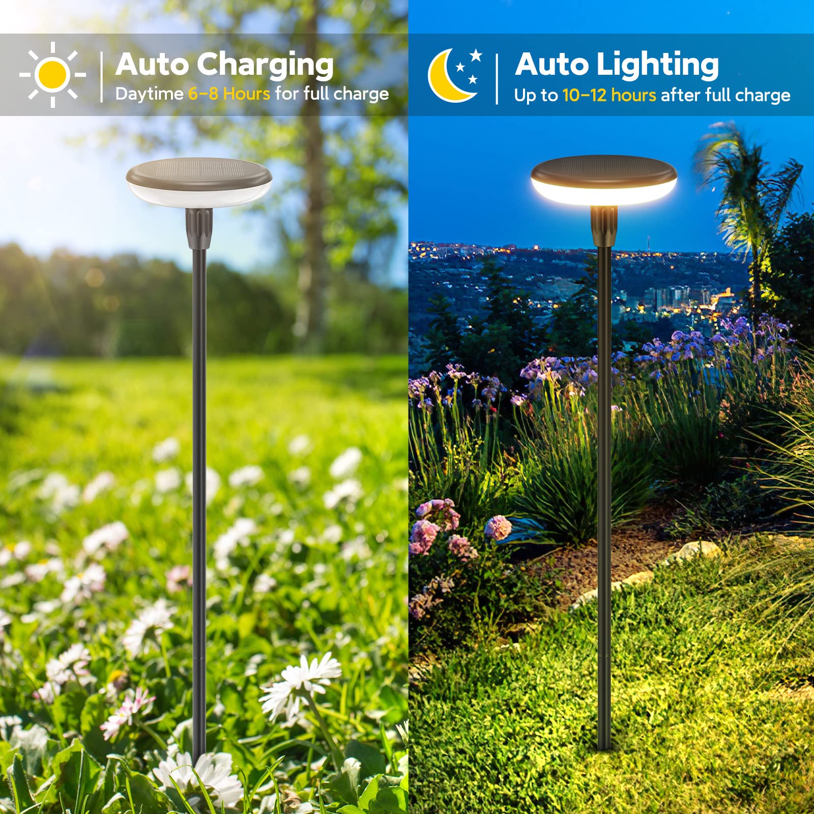 LETMY Solar Outdoor Lights Garden Decor, 6 Pack Super Bright Solar Garden Lights Outdoor Waterproof, Solar Swaying Light, Sway by Wind, Auto On/Off 34LM Outdoor Solar Lights for Yard Patio Pathway