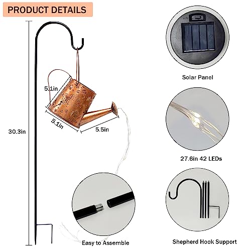 ANYTALK Solar Watering Can with Lights, Hanging Solar Waterfall Lights Outdoor Garden Decorations, Waterproof Solar Garden Lights for Yard Porch Backyard Lawn Pathway Landscape Walkway Patio (Fairy)