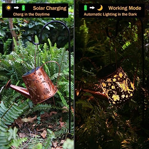 ANYTALK Solar Watering Can with Lights, Hanging Solar Waterfall Lights Outdoor Garden Decorations, Waterproof Solar Garden Lights for Yard Porch Backyard Lawn Pathway Landscape Walkway Patio (Fairy)