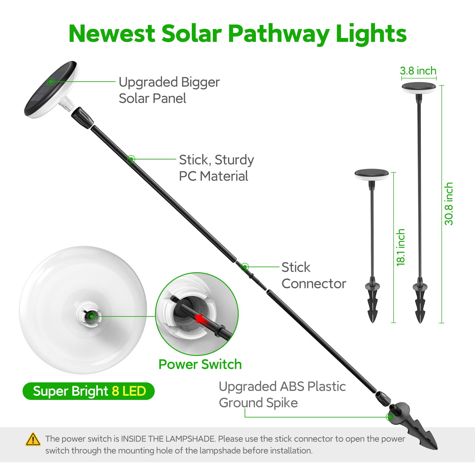 LETMY Solar Outdoor Lights Garden Decor, 6 Pack Super Bright Solar Garden Lights Outdoor Waterproof, Solar Swaying Light, Sway by Wind, Auto On/Off 34LM Outdoor Solar Lights for Yard Patio Pathway