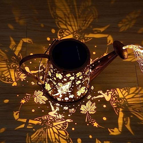 ANYTALK Solar Watering Can with Lights, Hanging Solar Waterfall Lights Outdoor Garden Decorations, Waterproof Solar Garden Lights for Yard Porch Backyard Lawn Pathway Landscape Walkway Patio (Fairy)