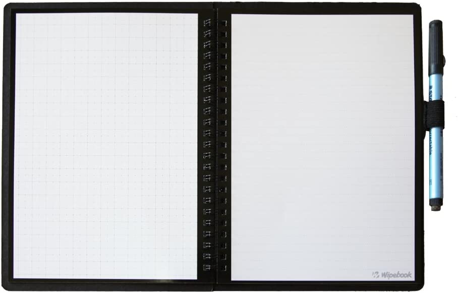 WIPEBOOK MINI SMART REUSABLE SCAN NOTEBOOK - Smart Reusable Mini Whiteboard Notebook - Ruled/Graph (5.8" x 8.25") with Dry Erase Pen | Ideal For Note-Taking & Doodling Charts | Mini 5.8" x 8.25"