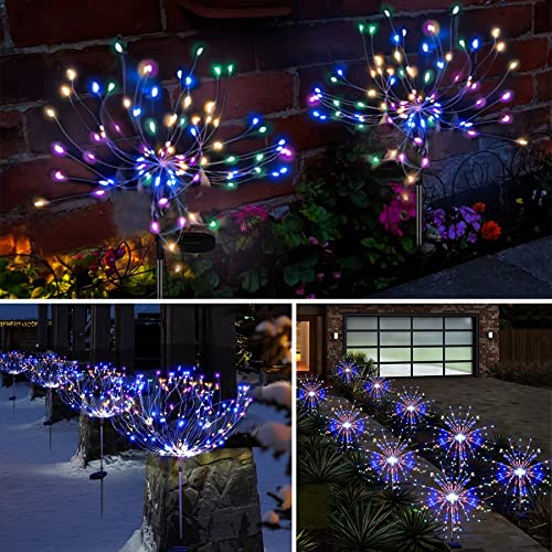 ITICdecor Solar Garden Lights Solar Firework Lights Upgraded 2Pack 120 LED Landscape Starburst Stake Fairy Light Outdoor Waterproof with 8 Modes for Garden Yard Flowerbed Pathway Decor