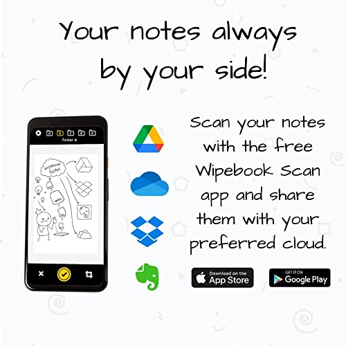 WIPEBOOK MINI SMART REUSABLE SCAN NOTEBOOK - Smart Reusable Mini Whiteboard Notebook - Ruled/Graph (5.8" x 8.25") with Dry Erase Pen | Ideal For Note-Taking & Doodling Charts | Mini 5.8" x 8.25"