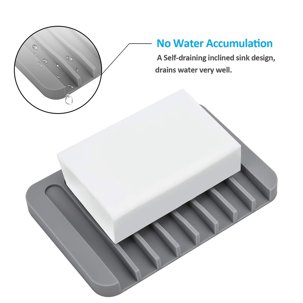 2PCS Mcyye Self Draining Soap Dishes, Premium Silicone Soap Holder, Soap Saver for Shower, Bathroom, Kitchen, Bath Tub, Razor, Sponges, Easy Clean with a Little Water, Extend Soap Life, Easy Dry
