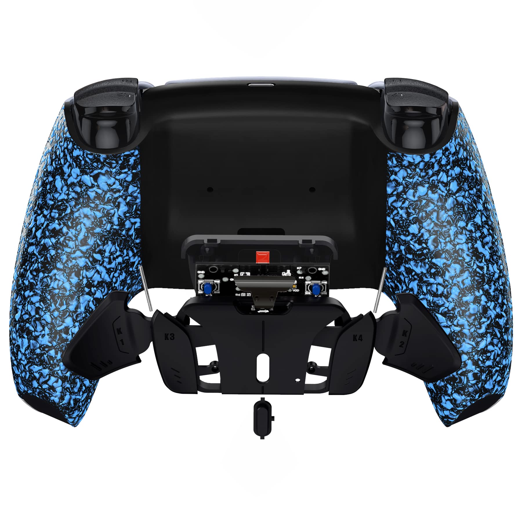 eXtremeRate Textured Blue Programable RISE4 Remap Kit for PS5 Controller BDM 010 & BDM 020, Upgrade Board & Redesigned Back Shell & 4 Back Buttons for PS5 Controller - Controller NOT Included