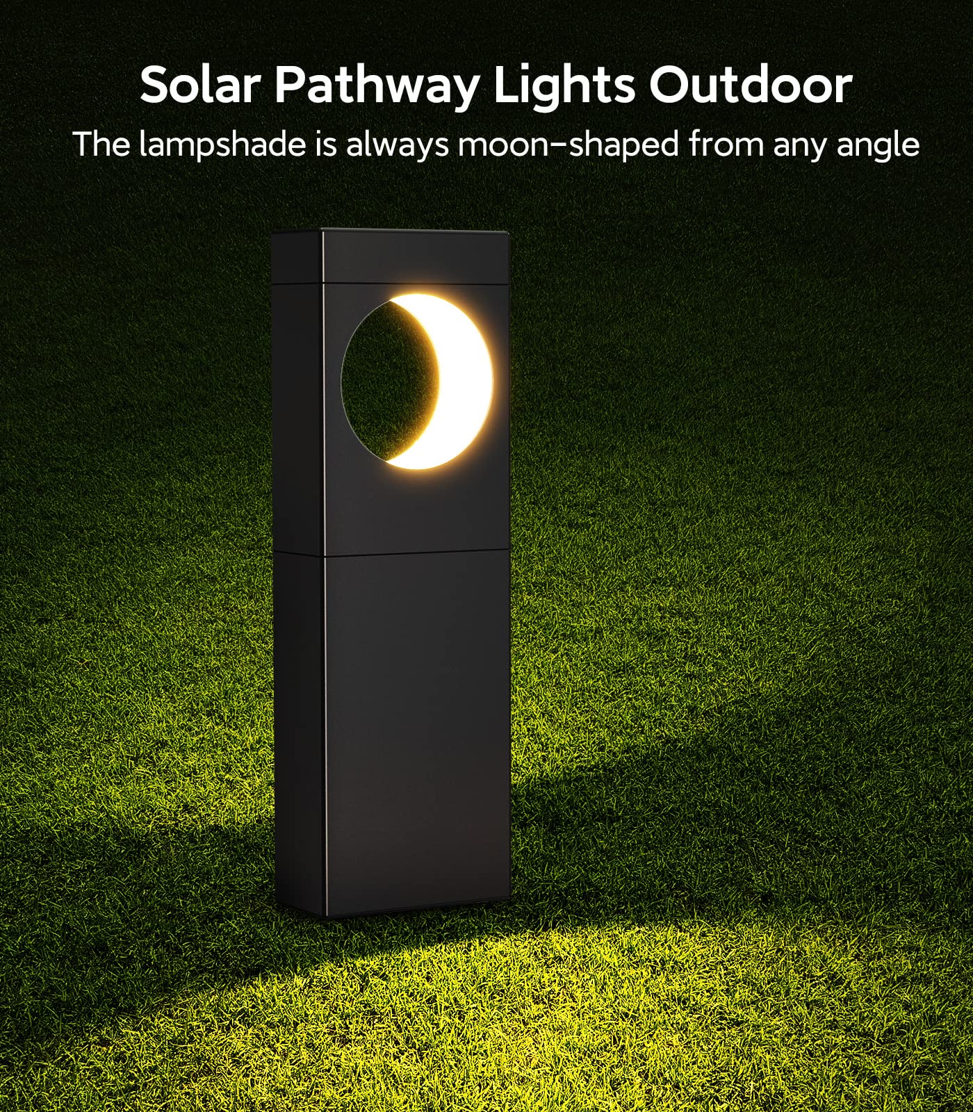E-Kong Solar Outdoor Lights 6 Pack, Bright Pathway Outdoor, Achieve IP65 Waterproof, Moon Shape Landscape, Auto On/Off for Outside Yard Garden Path, Warm White