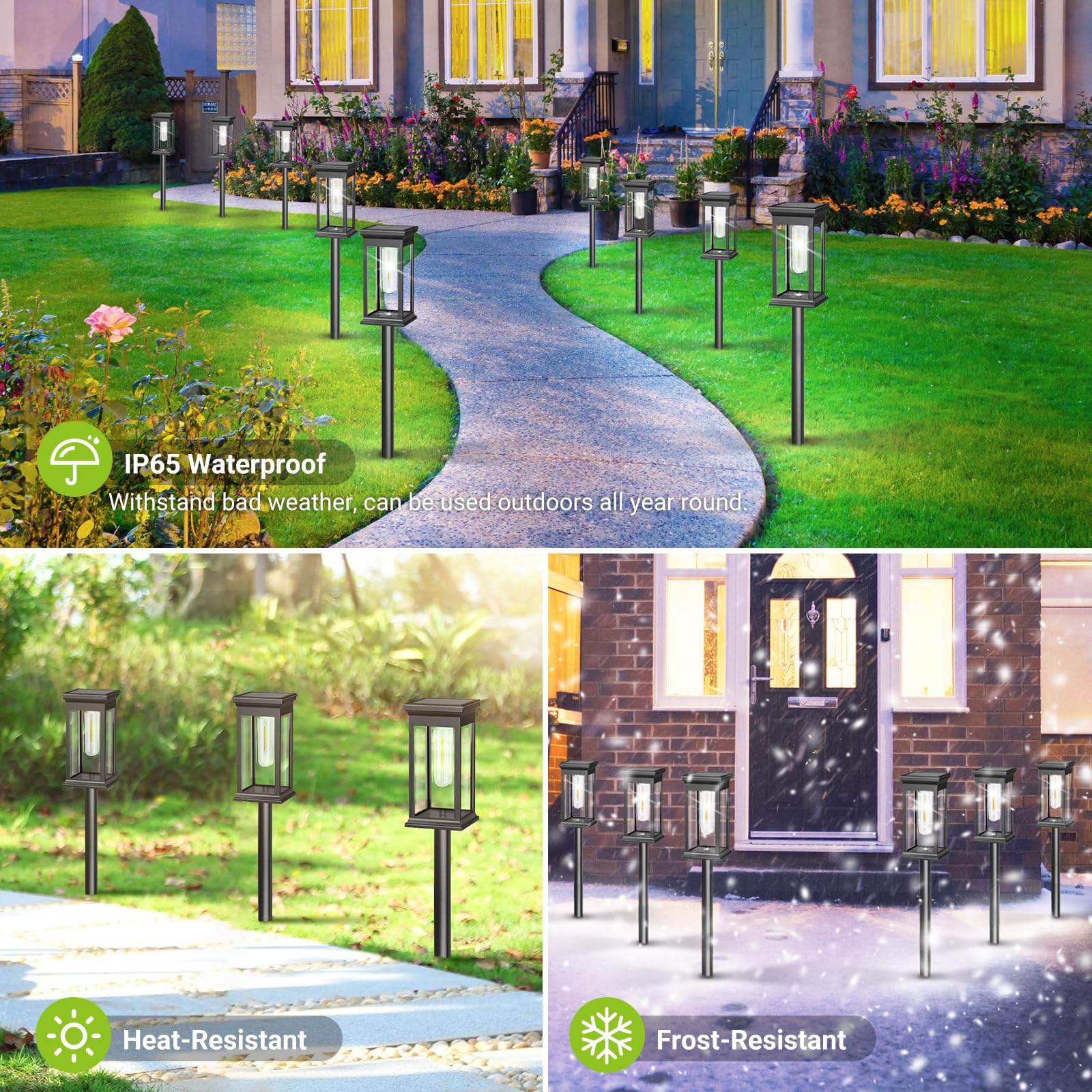 Outdoor Solar Pathway Lights, 6 Pack Solar Lanterns Outdoor Decor Lights, Bright Solar Landscape Lighting Lights Outdoor Waterproof, Auto On/Off Solar Lights for Outside Yard Backyard Garden Patio