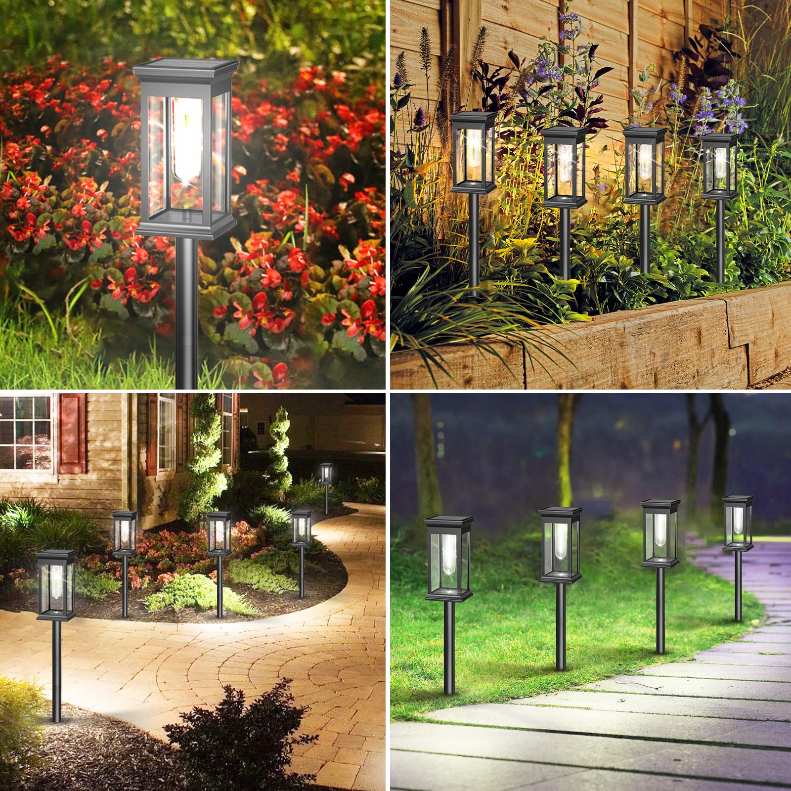 Outdoor Solar Pathway Lights, 6 Pack Solar Lanterns Outdoor Decor Lights, Bright Solar Landscape Lighting Lights Outdoor Waterproof, Auto On/Off Solar Lights for Outside Yard Backyard Garden Patio